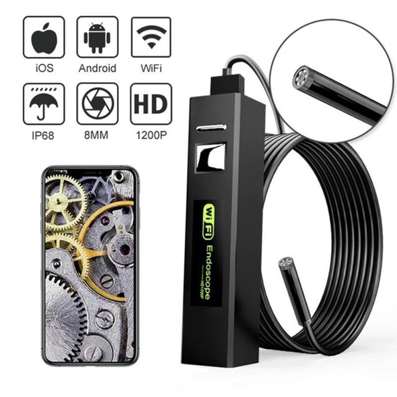 Camara Flexible Tipo Endoscopio F150 HD Wifi Acuatica 3.5M IP67